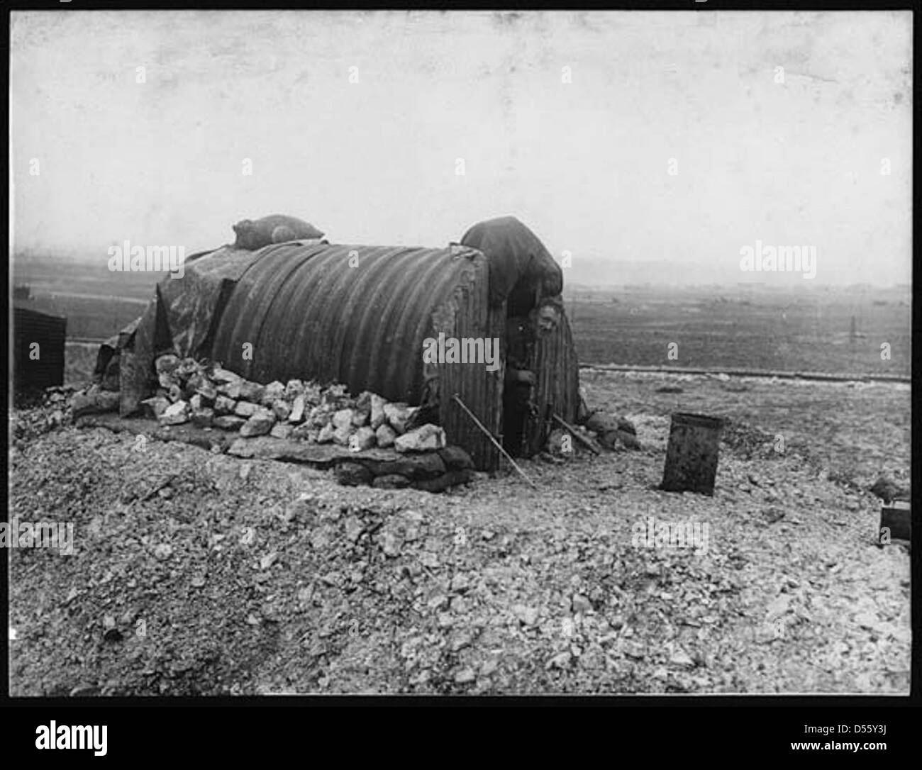 Soldiers settling into their winter quarters during World War I ...