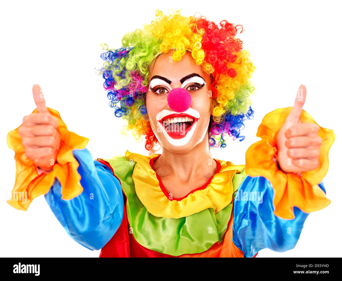 Clown with makeup thumb up Stock Photo - Alamy