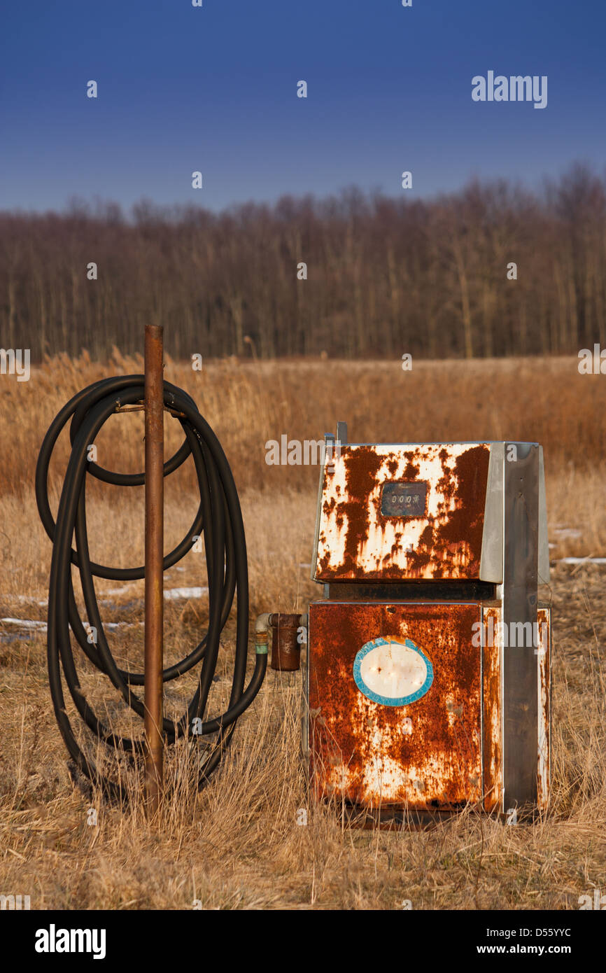 On the Oil Heritage road an old rusty gas pump sits abandoned in a ...
