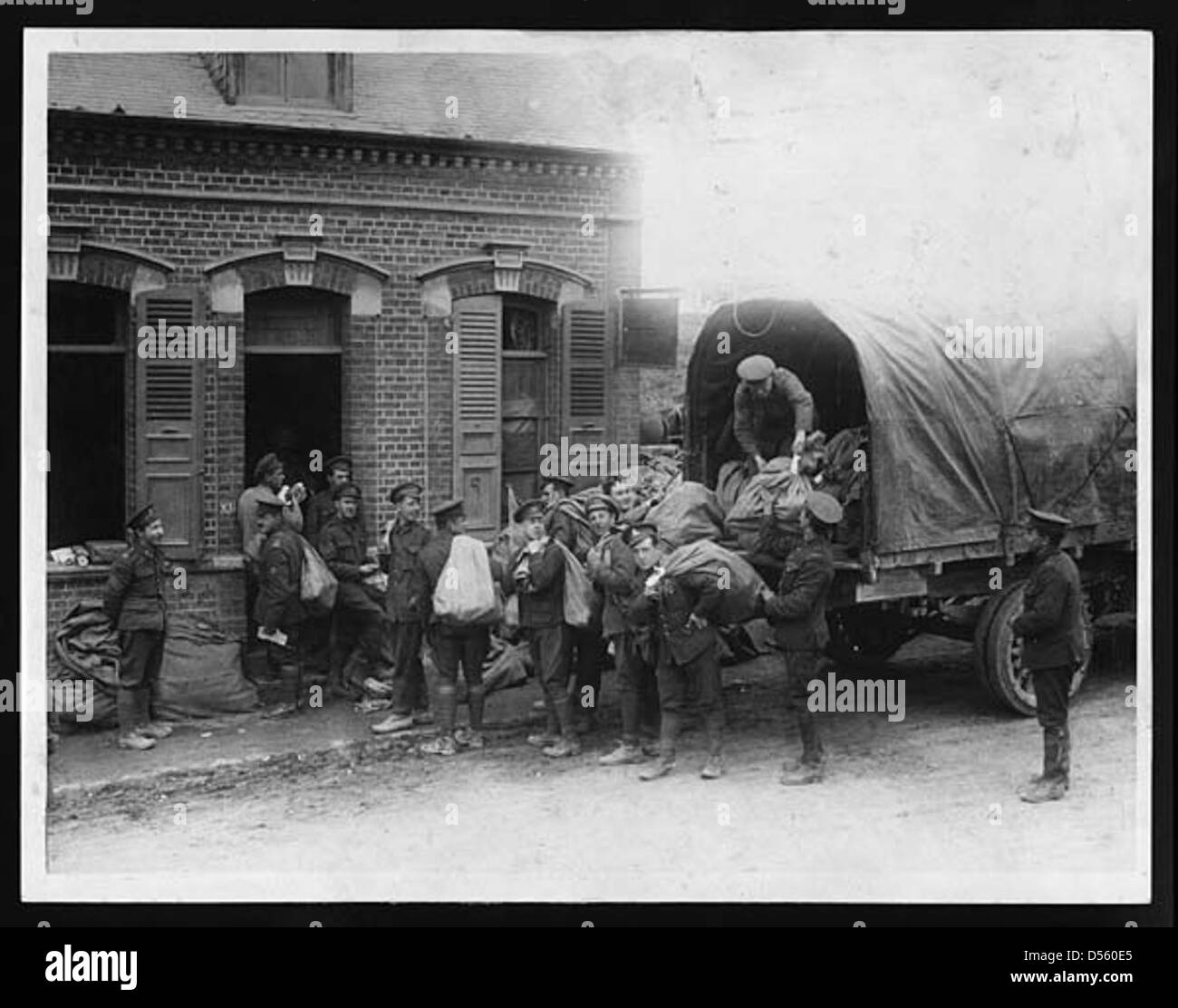 Canadian mail arriving behind the firing line Stock Photo - Alamy