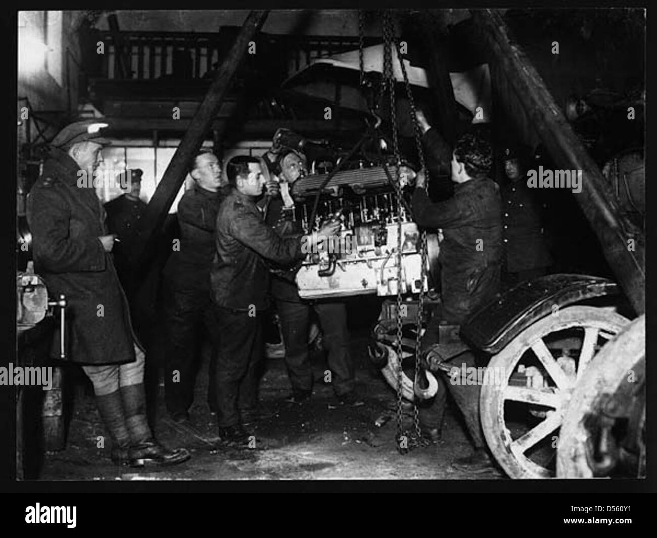 A mechanical transport workshop behind the front lines during World War ...