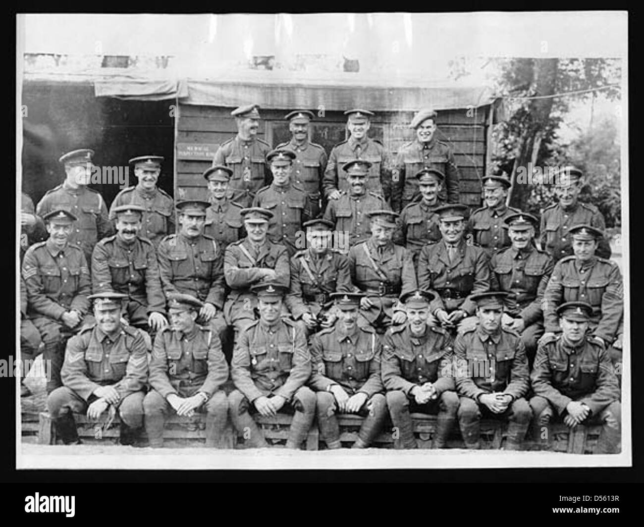 Staff members at a trench mortar school in France during World War I ...