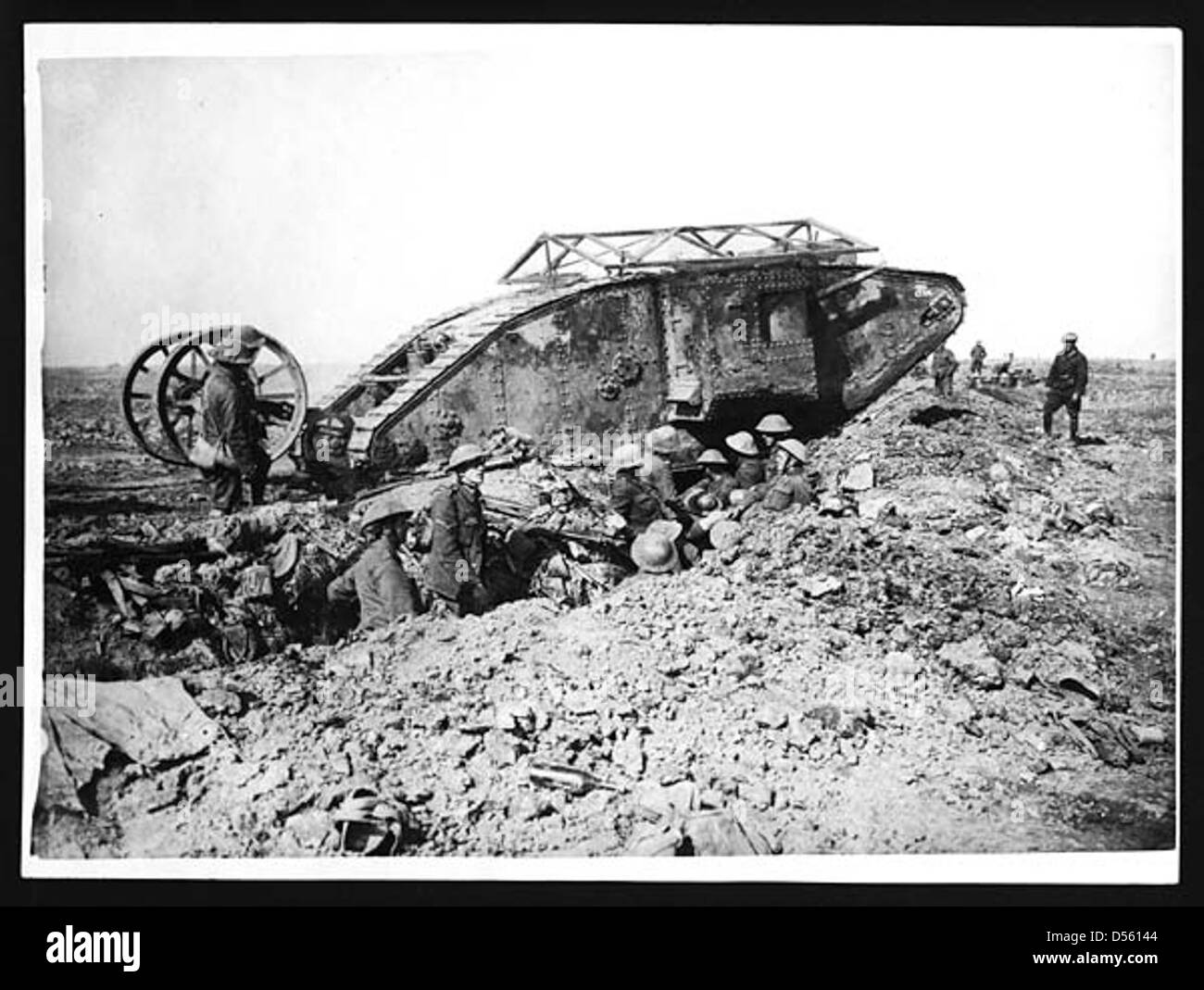 British tanks attack the German positions at Thiepval during World War ...