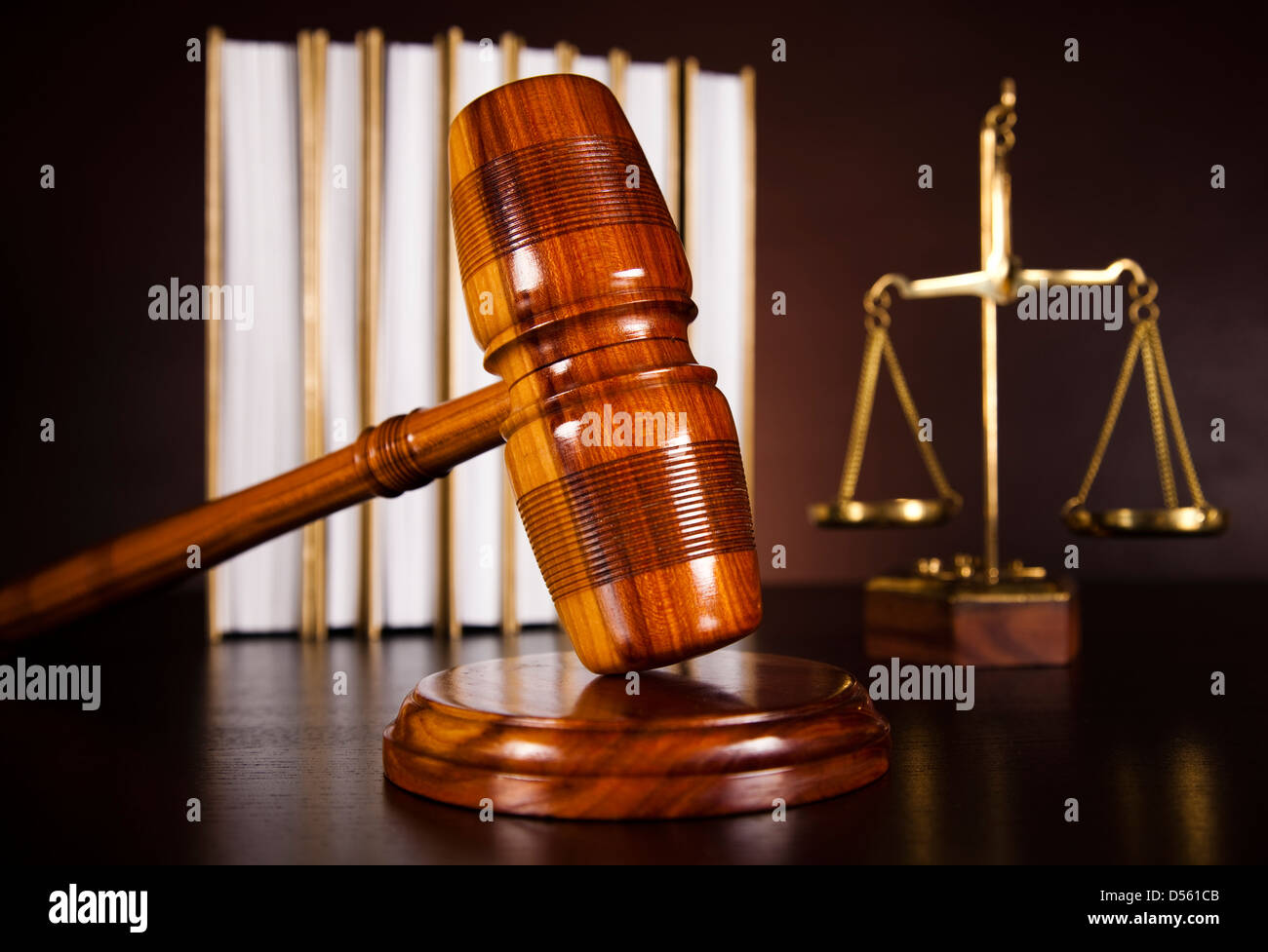 Justice Scale, Gavel and law books Stock Photo - Alamy
