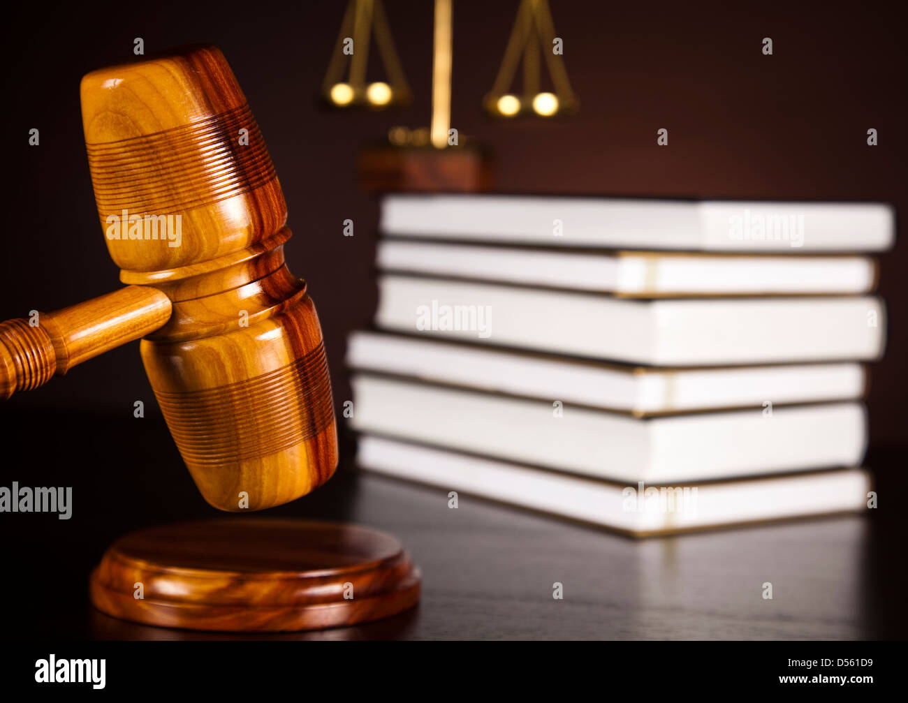 Justice Scale, Gavel and law books Stock Photo - Alamy