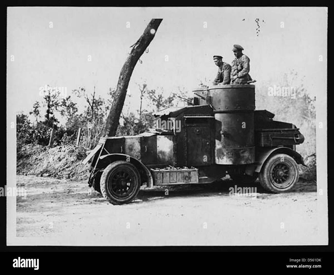 An armoured car prepares to begin a reconnaissance mission during World ...