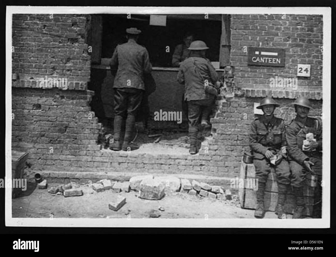 A canteen set up in a shell hole serves as a vital resource for ...