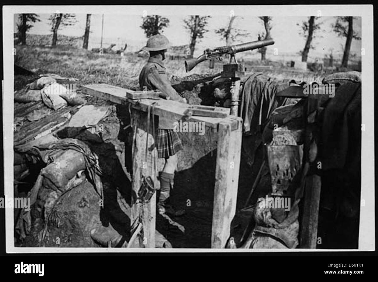 Highland machine-gunner ready with his gun for any emergency Stock ...
