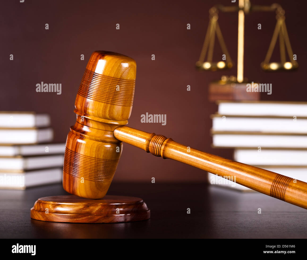 Justice Scale, Gavel and law books Stock Photo - Alamy