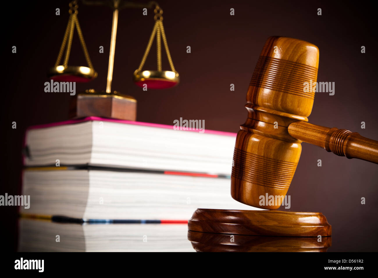 Justice Scale, Gavel and law books Stock Photo - Alamy