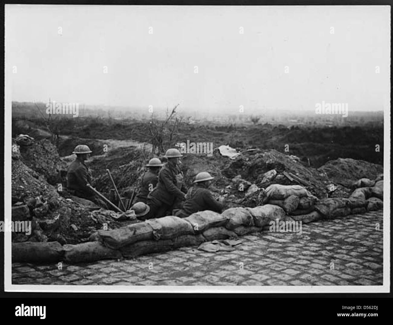 An outpost positioned along a road near Ypres during World War I. This ...