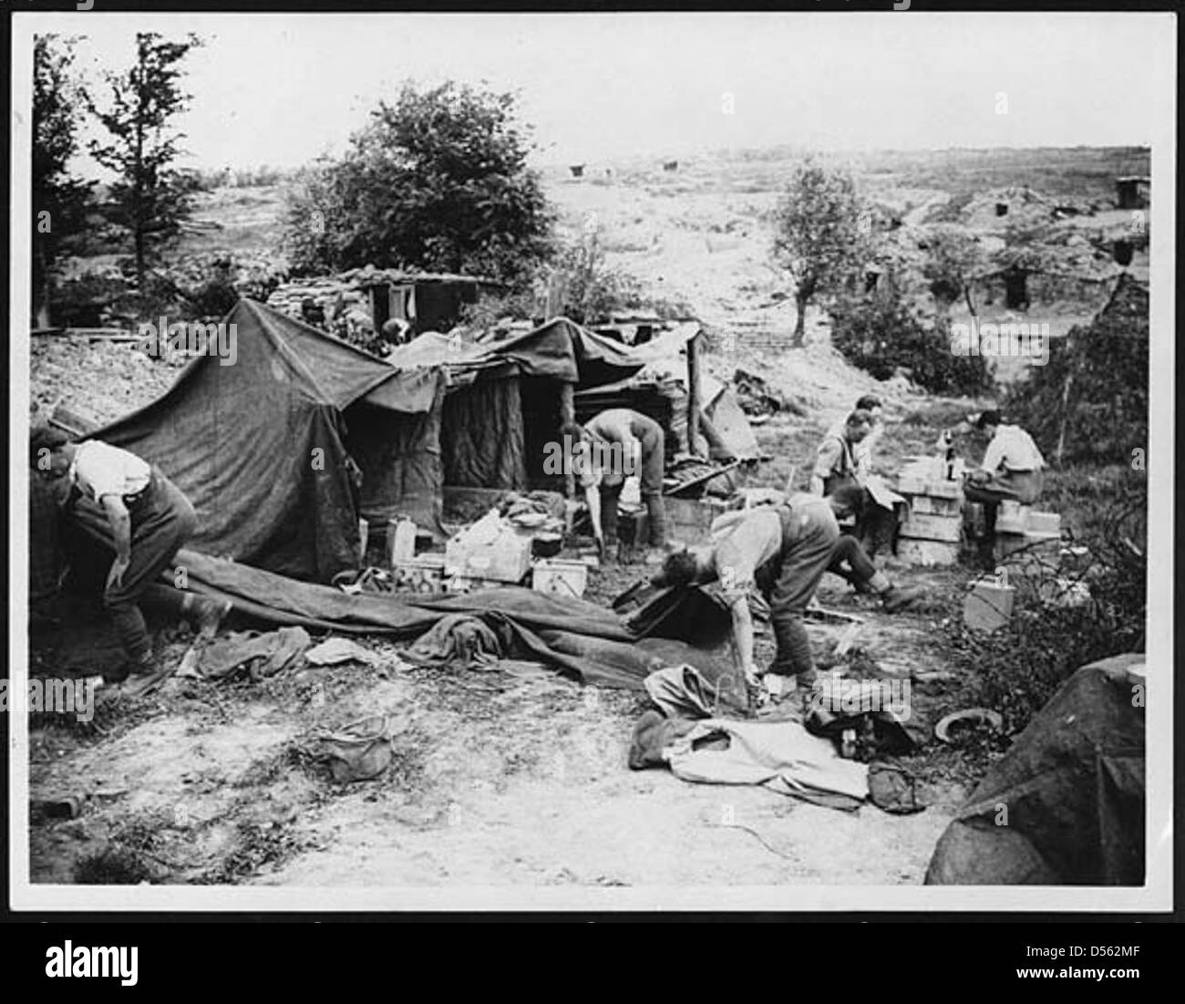 A scene from World War I depicting the arrival of enemy forces on the ...