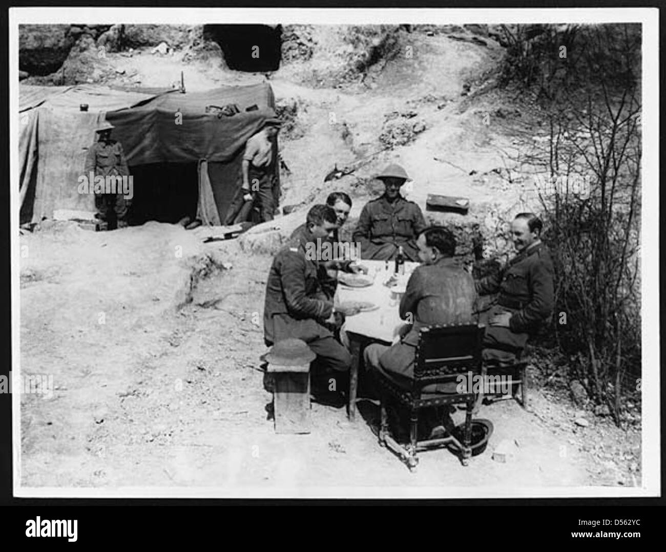 A field dressing station set up near the front line during World War I ...
