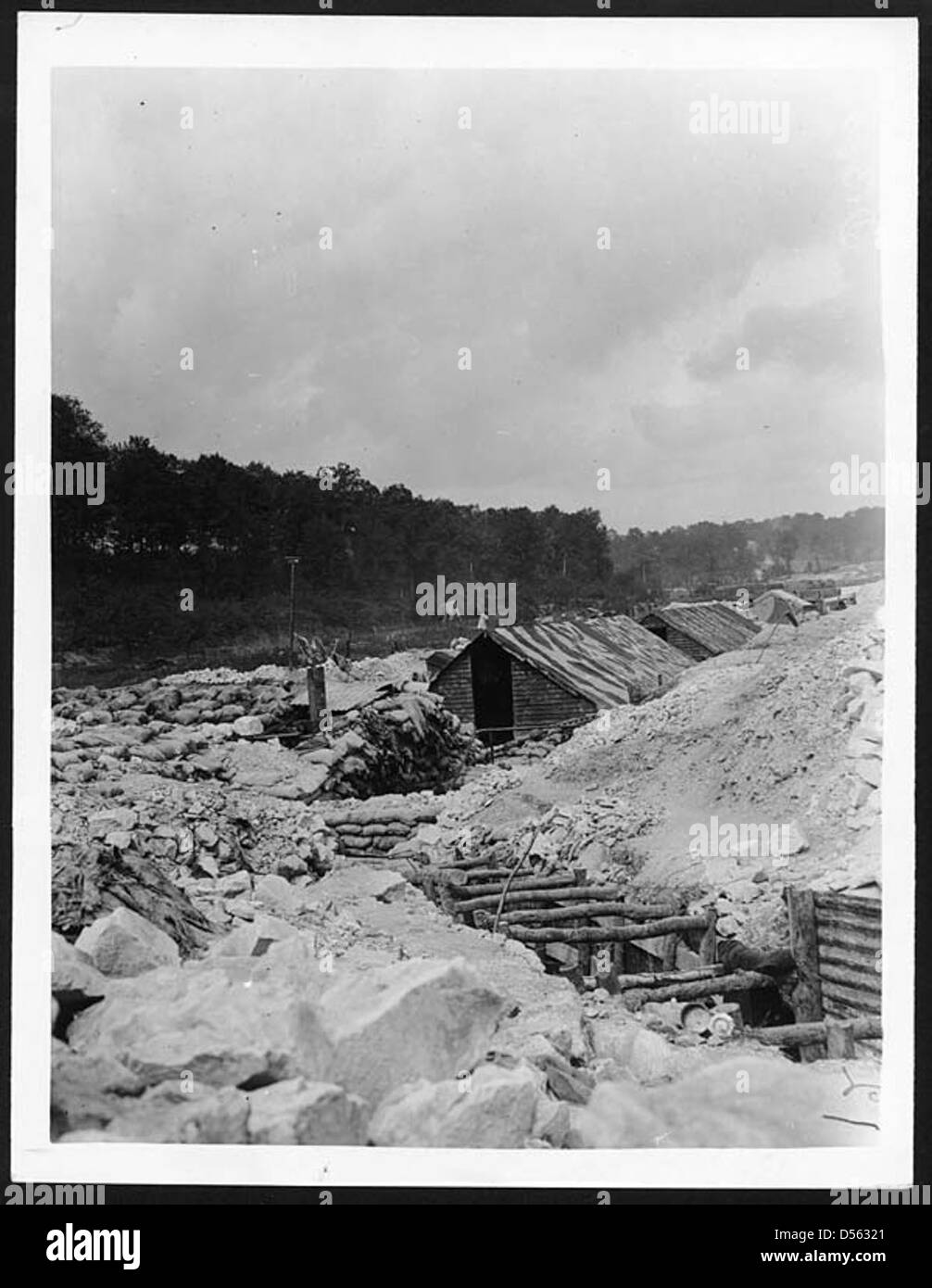 View of an advanced R.E. depot - huts built in old trenches Stock Photo ...