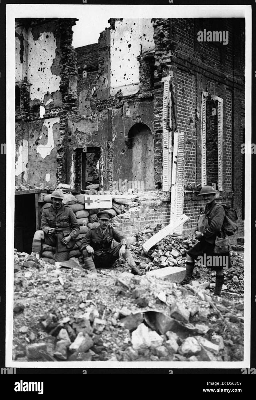 Soldiers rest outside an Advance Dressing Station, located close to the ...