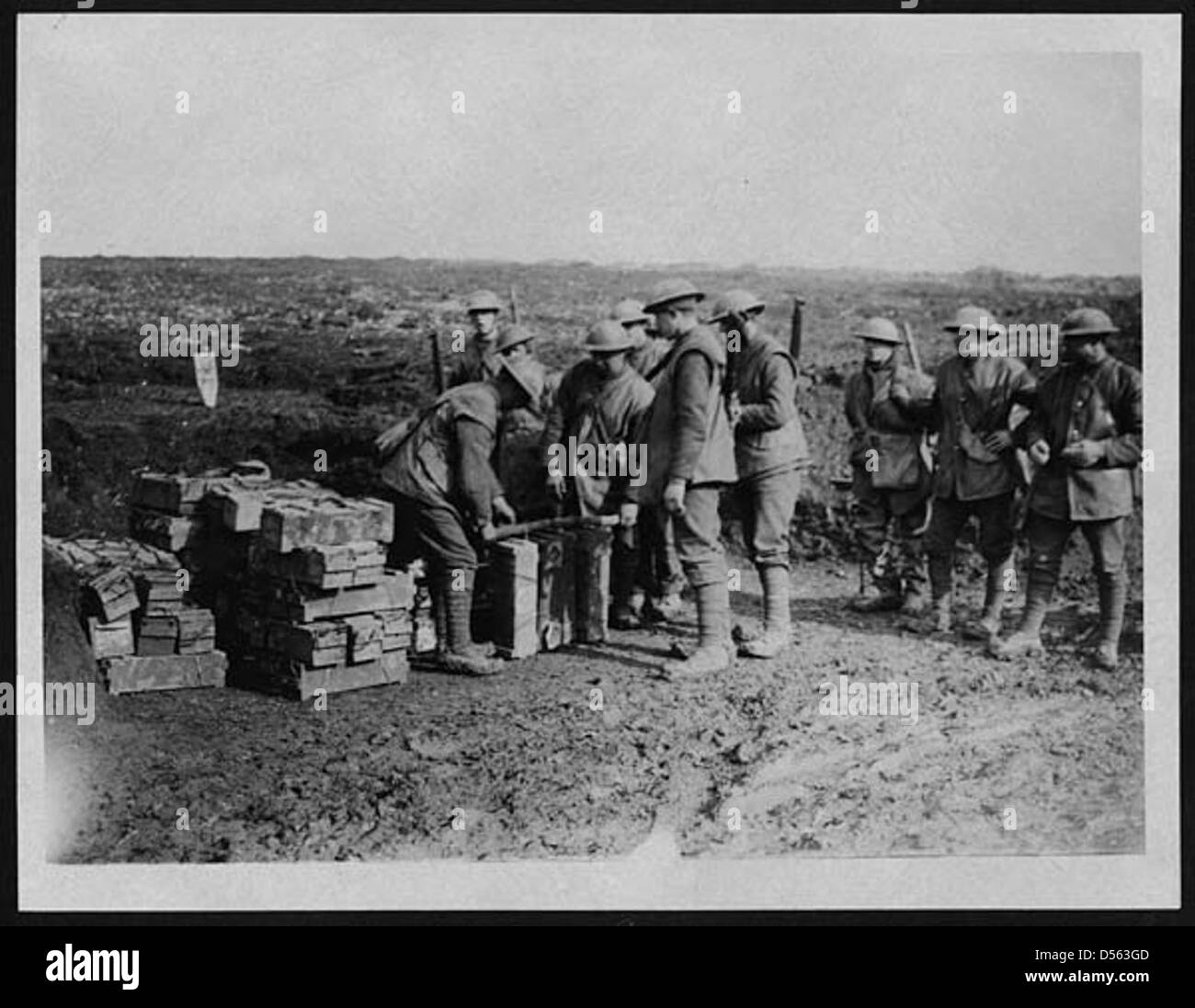 A supply party at a bomb store during World War I, essential for the ...