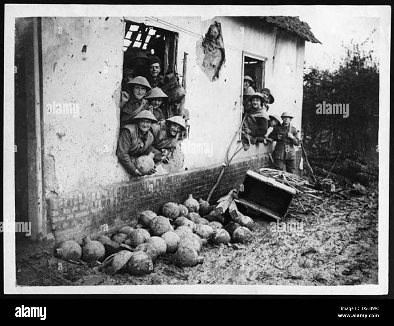 A view of Tommy's billet during World War I, showing the living conditions of British soldiers ...