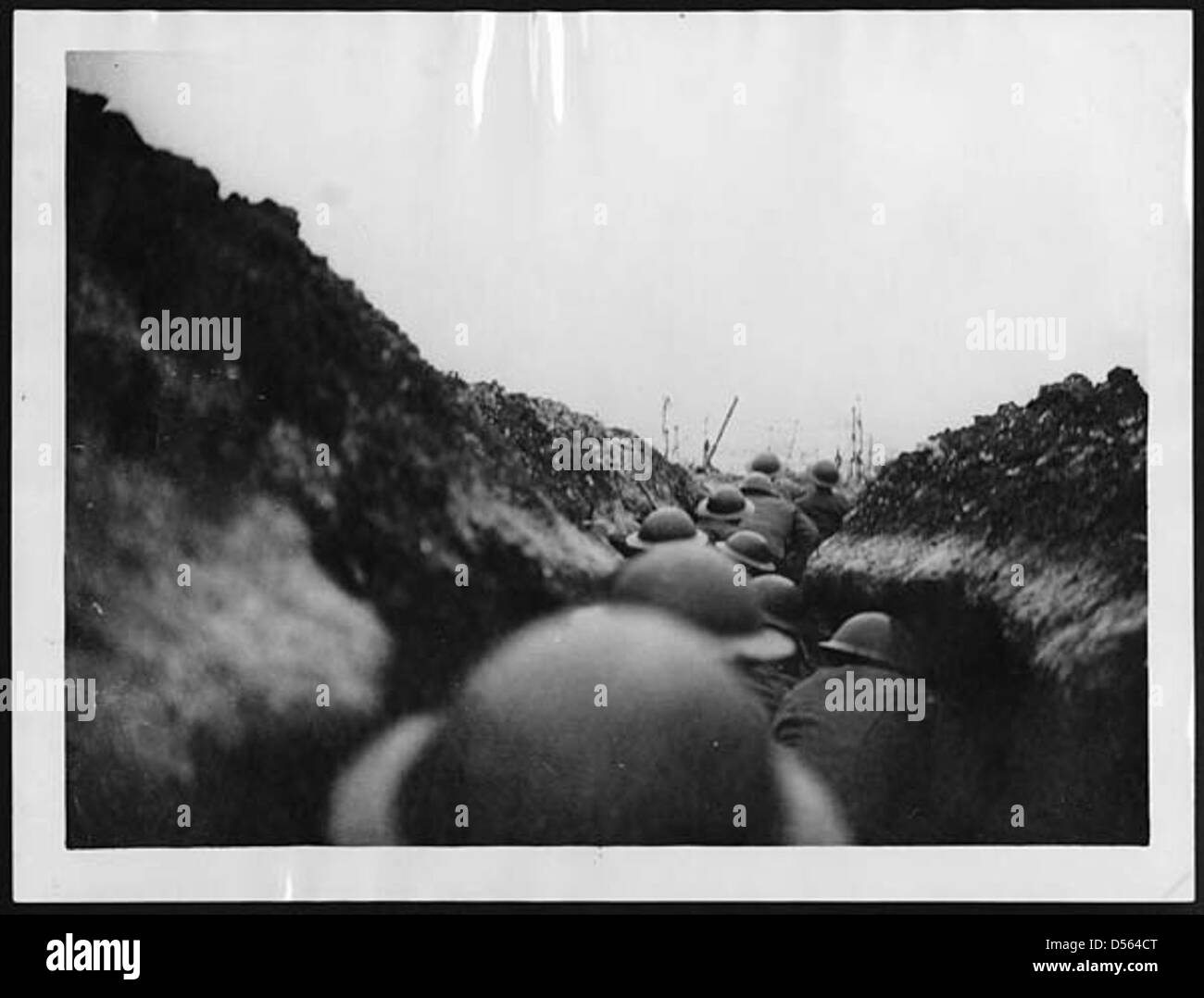 A raiding party of soldiers waiting for orders to advance during World ...