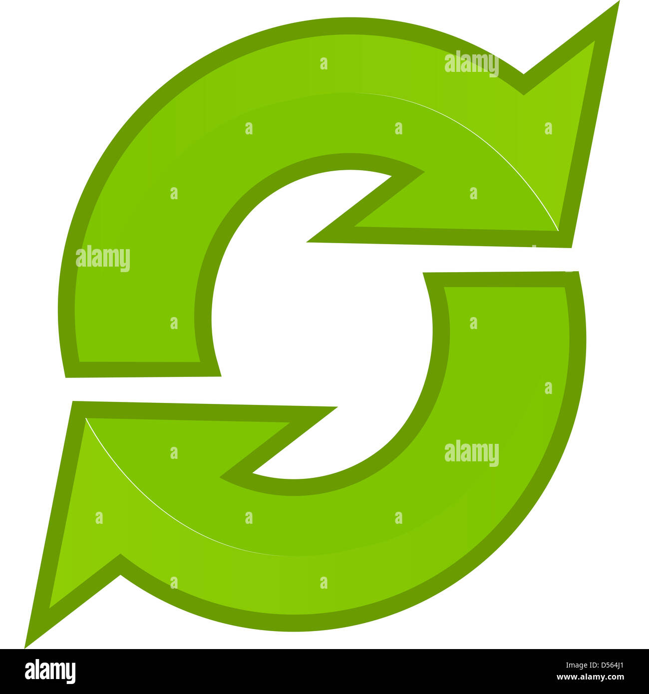 Illustration two green arrows on white background Stock Photo - Alamy