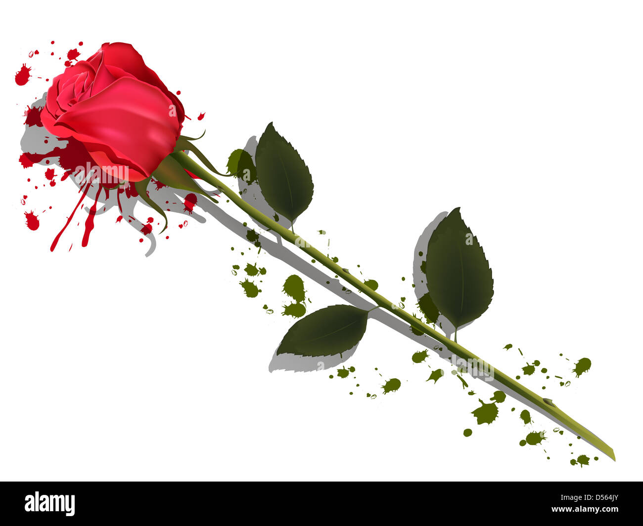 illustration, red roses and spray paint on a white background Stock ...