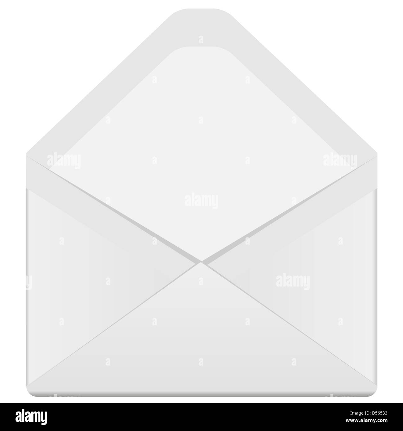 illustration, white open envelope on a white background Stock Photo - Alamy