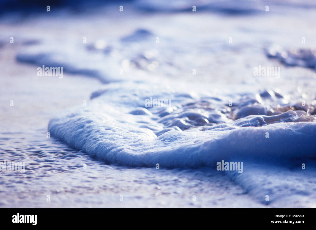 Close-up of end wave as the foam that washes up on the shoreline Stock ...