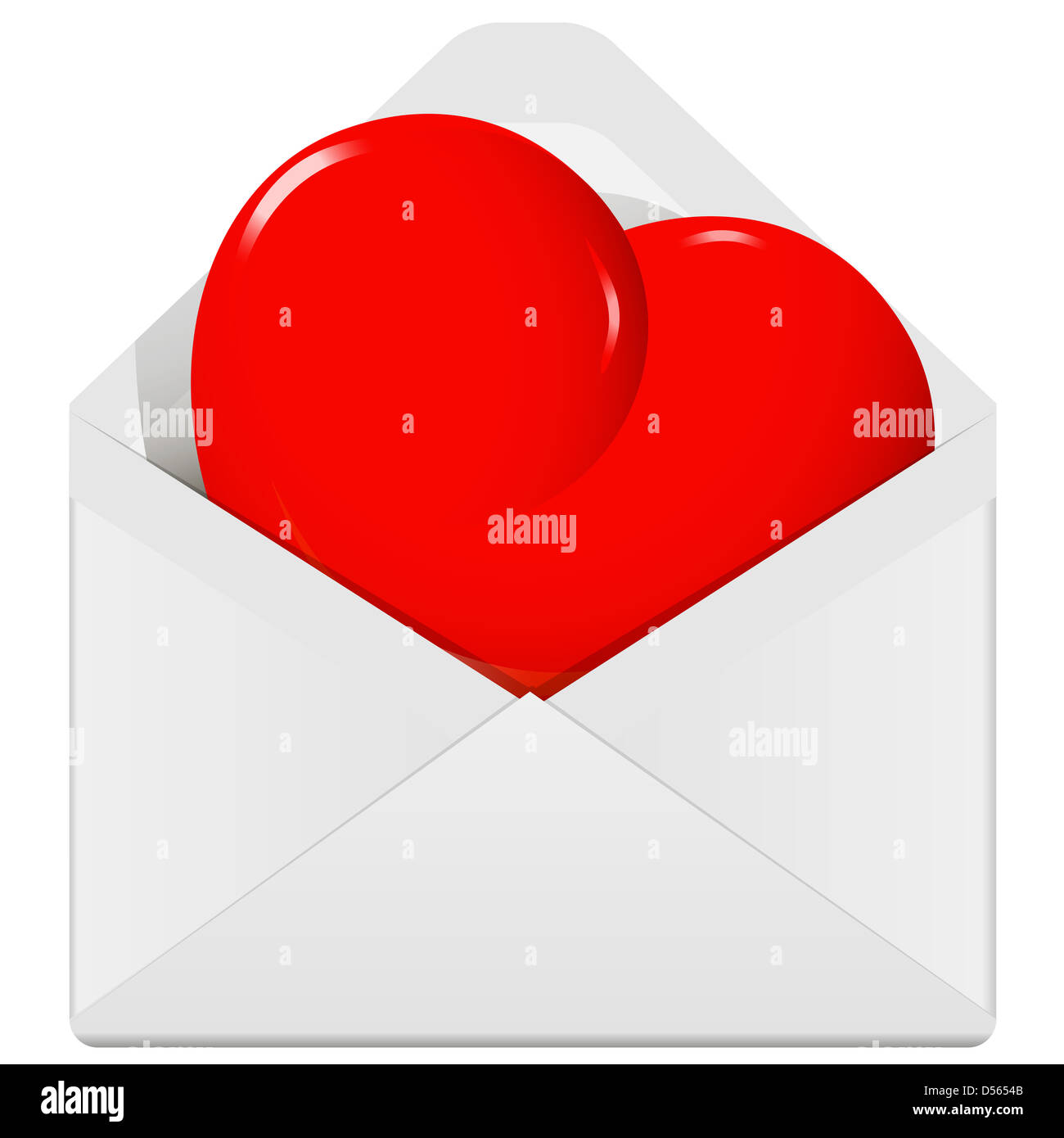 illustration, symbolic red heart in the envelope Stock Photo - Alamy