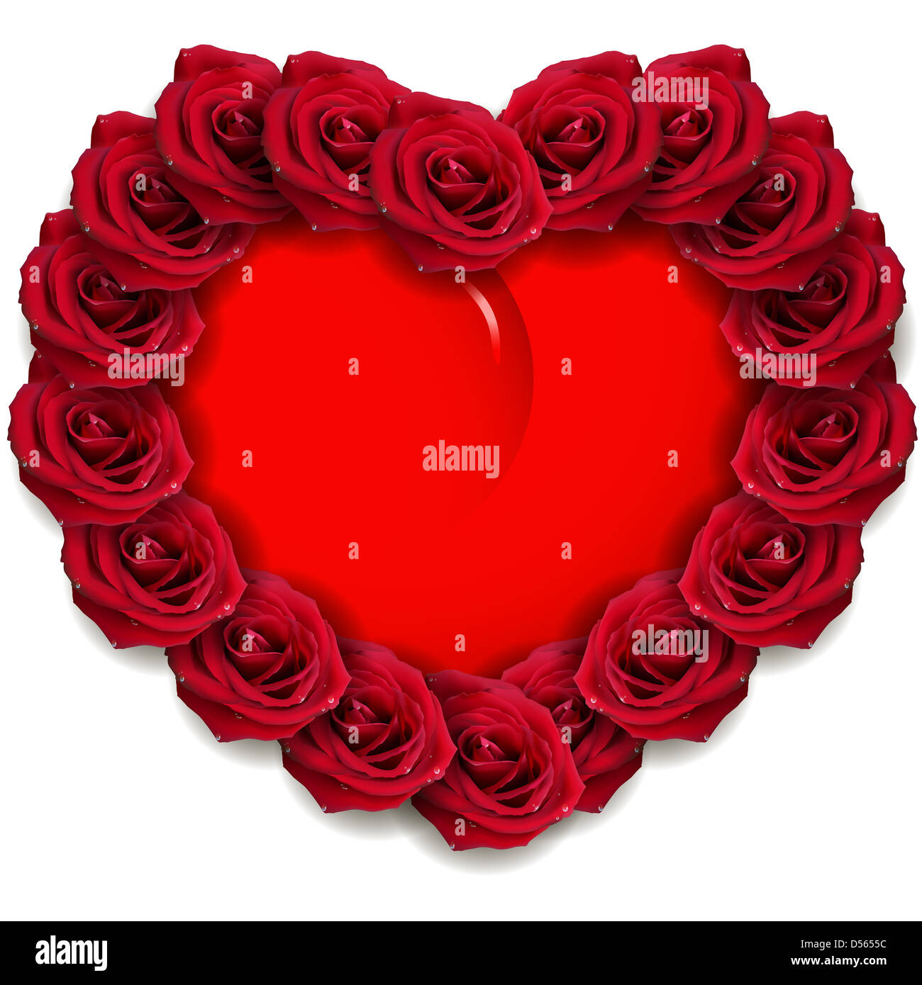 illustration, red roses around a red heart Stock Photo - Alamy