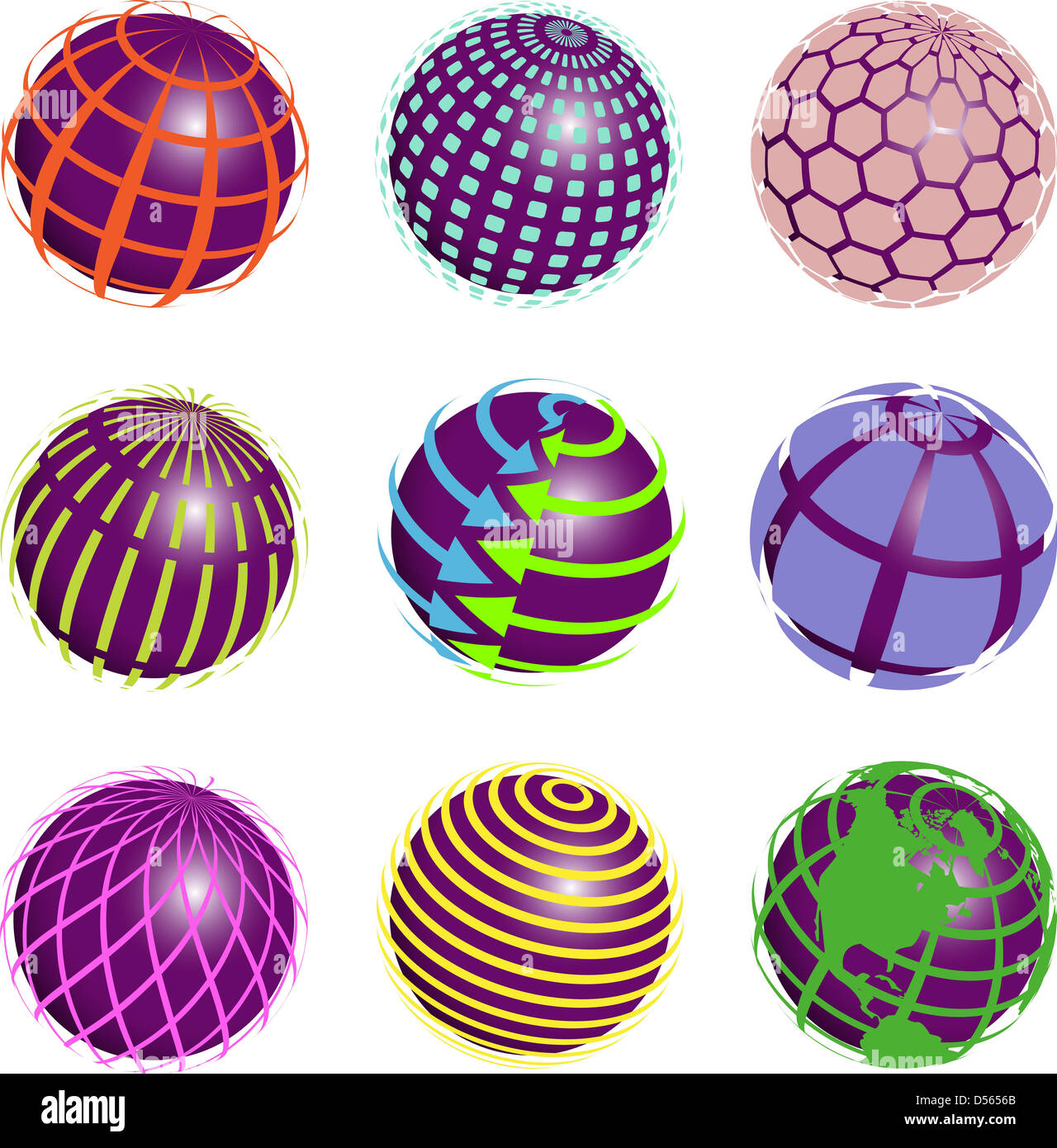 illustration nine symbols of the planet on white background Stock Photo ...