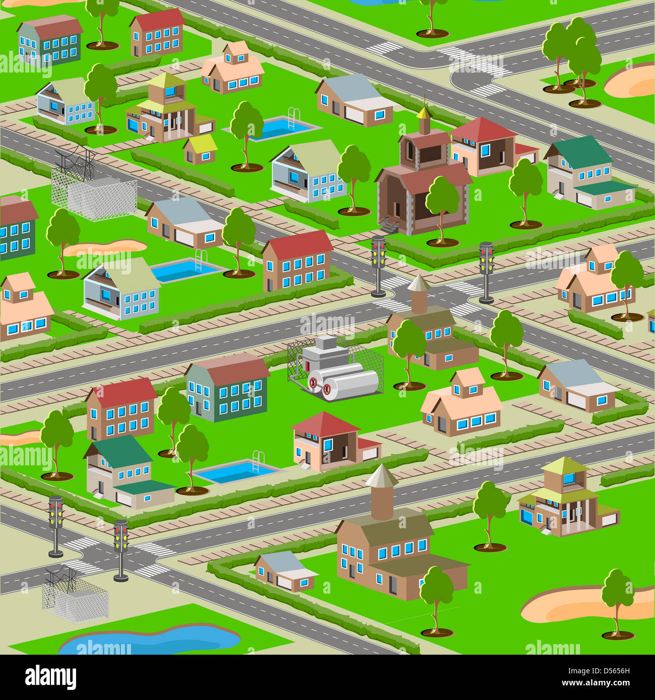 abstract illustration, the highways in a small town Stock Photo - Alamy