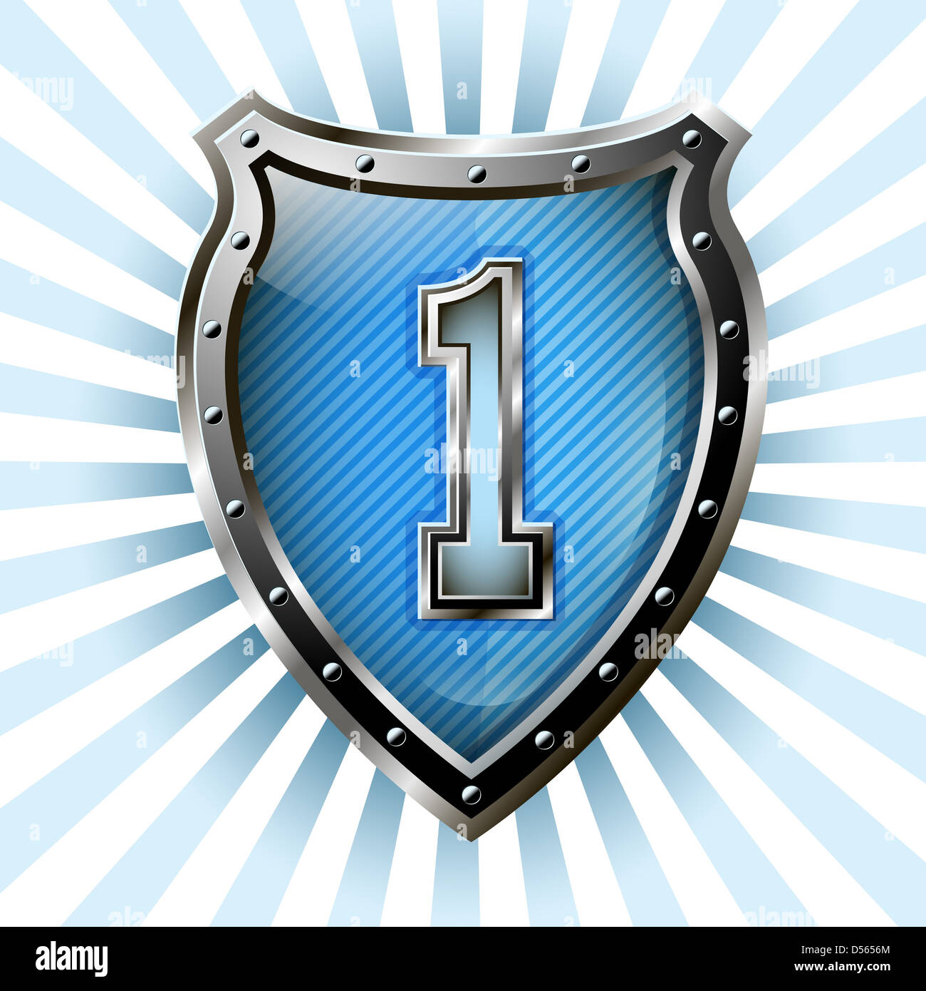 illustration of an abstract metallic blue shield Stock Photo - Alamy