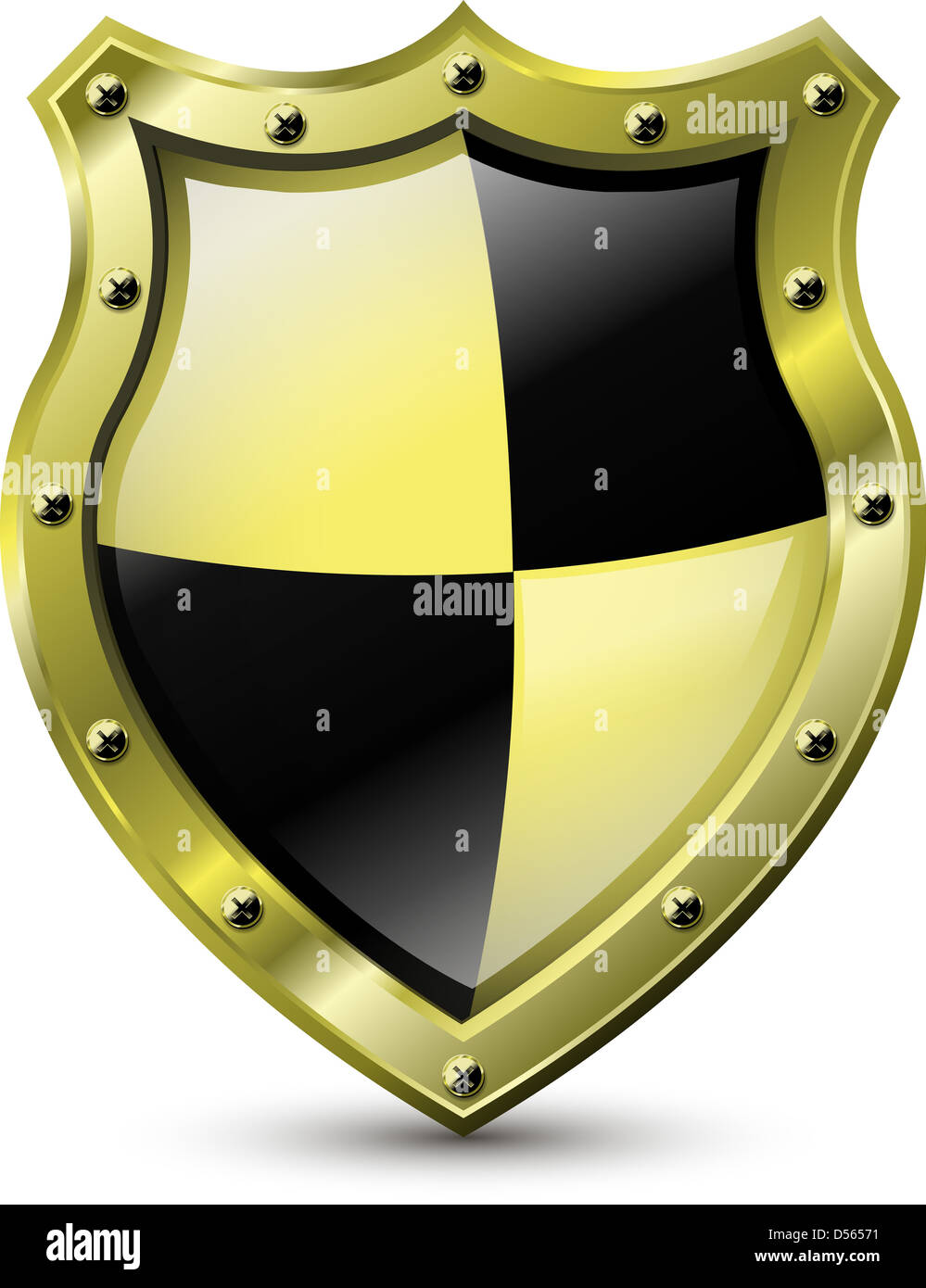 illustration of an abstract metallic golden shield Stock Photo - Alamy