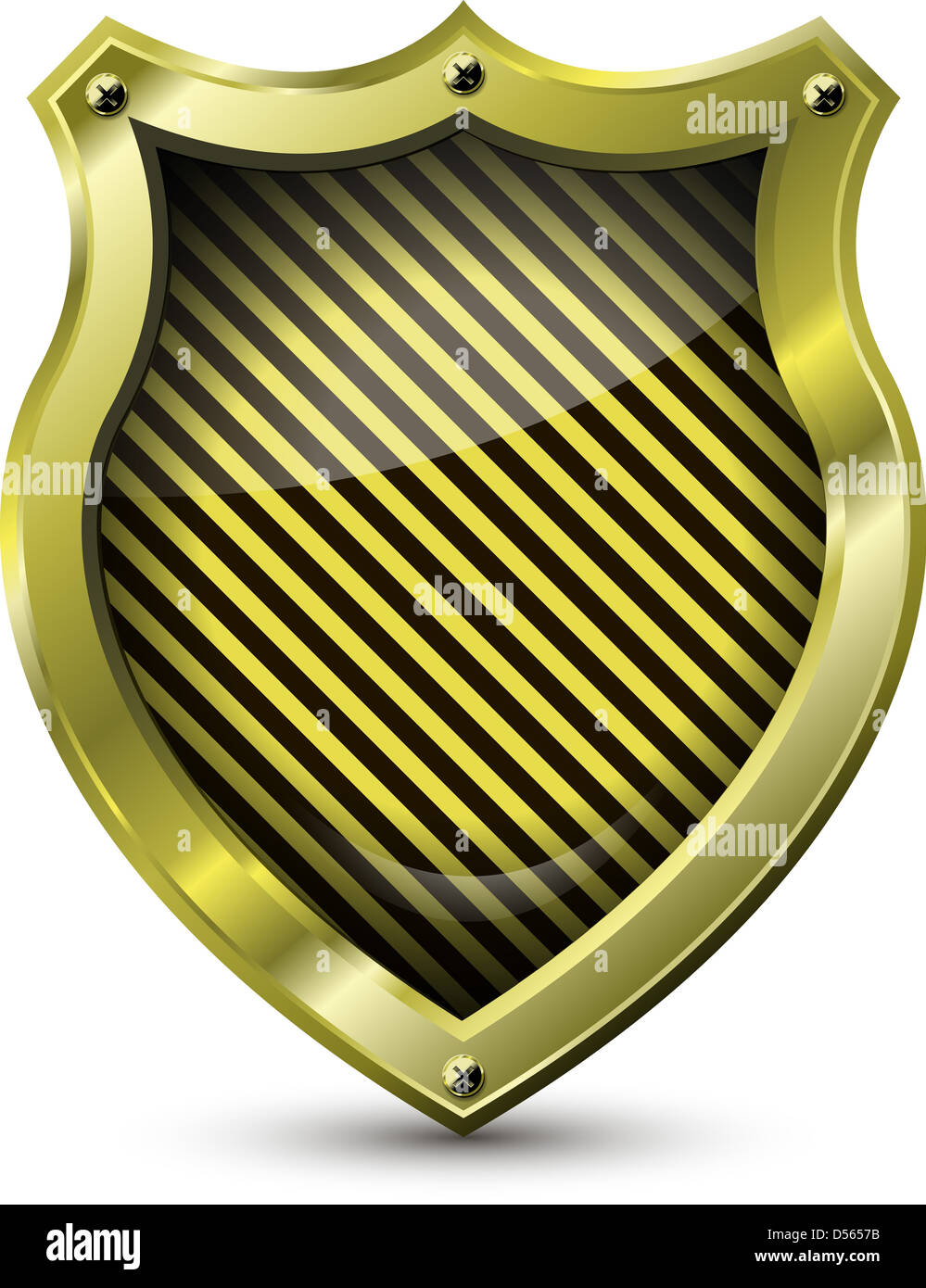illustration of an abstract metallic golden shield Stock Photo - Alamy