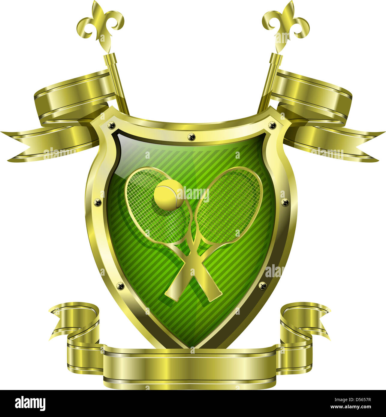 illustration of an abstract metallic shield with tennis ball Stock ...