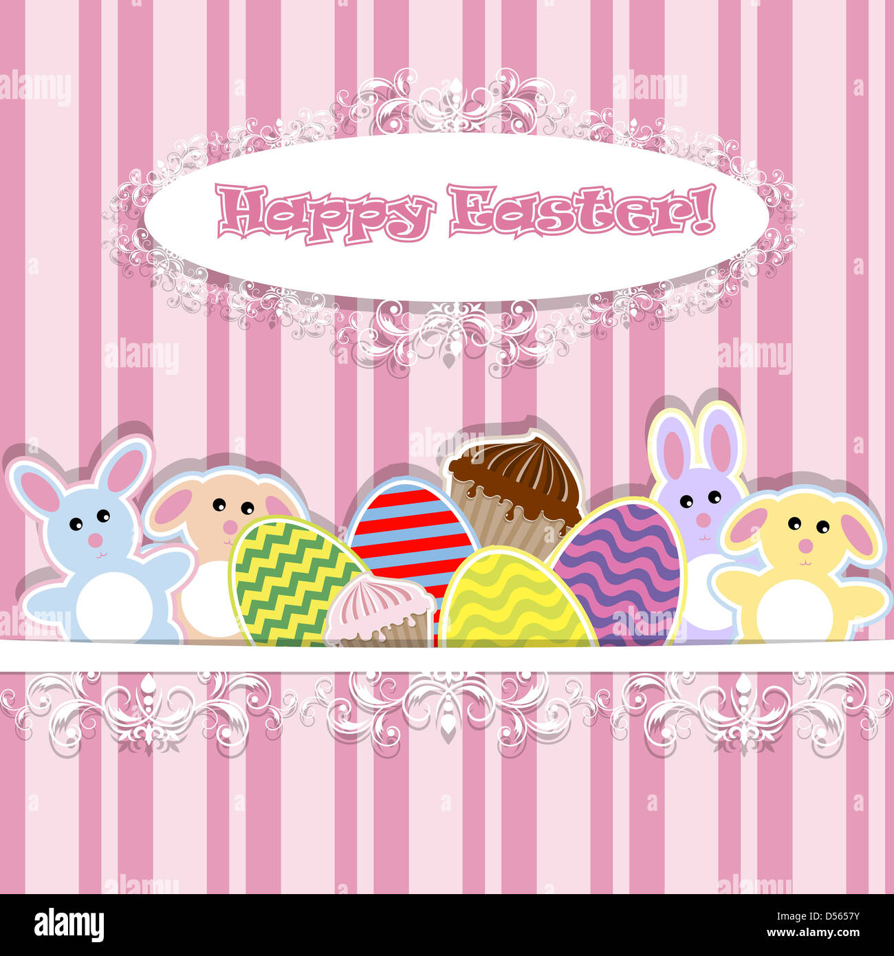 illustration of abstract background with Easter bunnies Stock Photo - Alamy