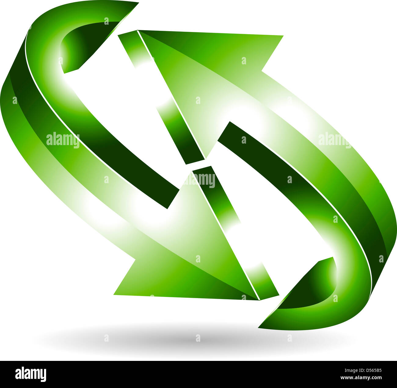 Illustration two green arrows on white background Stock Photo - Alamy