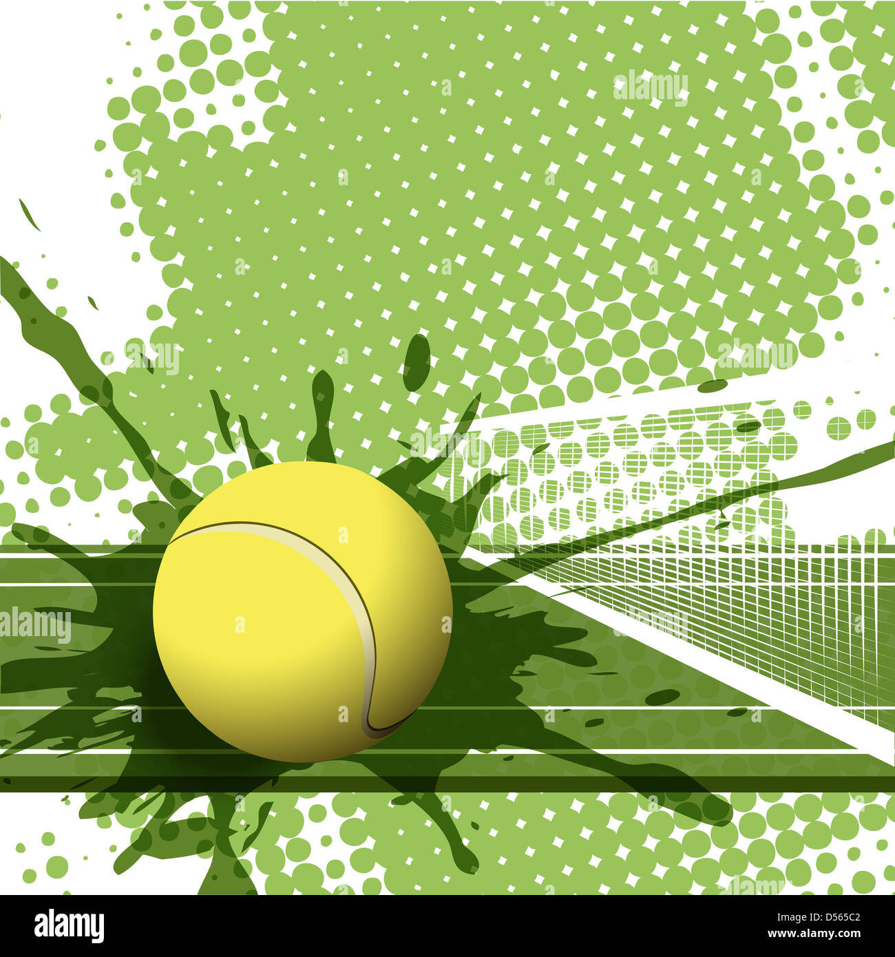 illustration tennis ball on abstract green background Stock Photo - Alamy