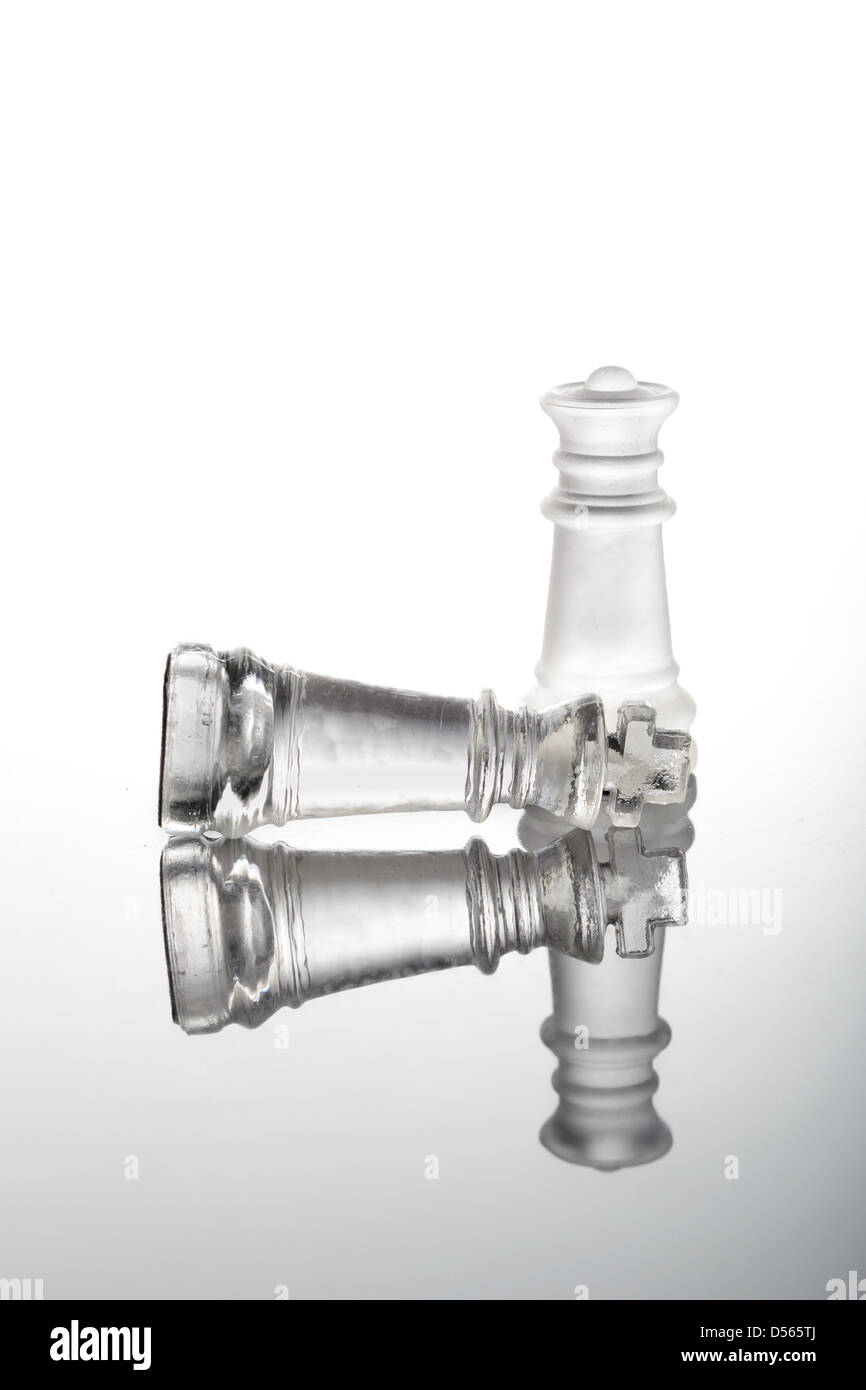 Check mate chess glass pieces Stock Photo - Alamy