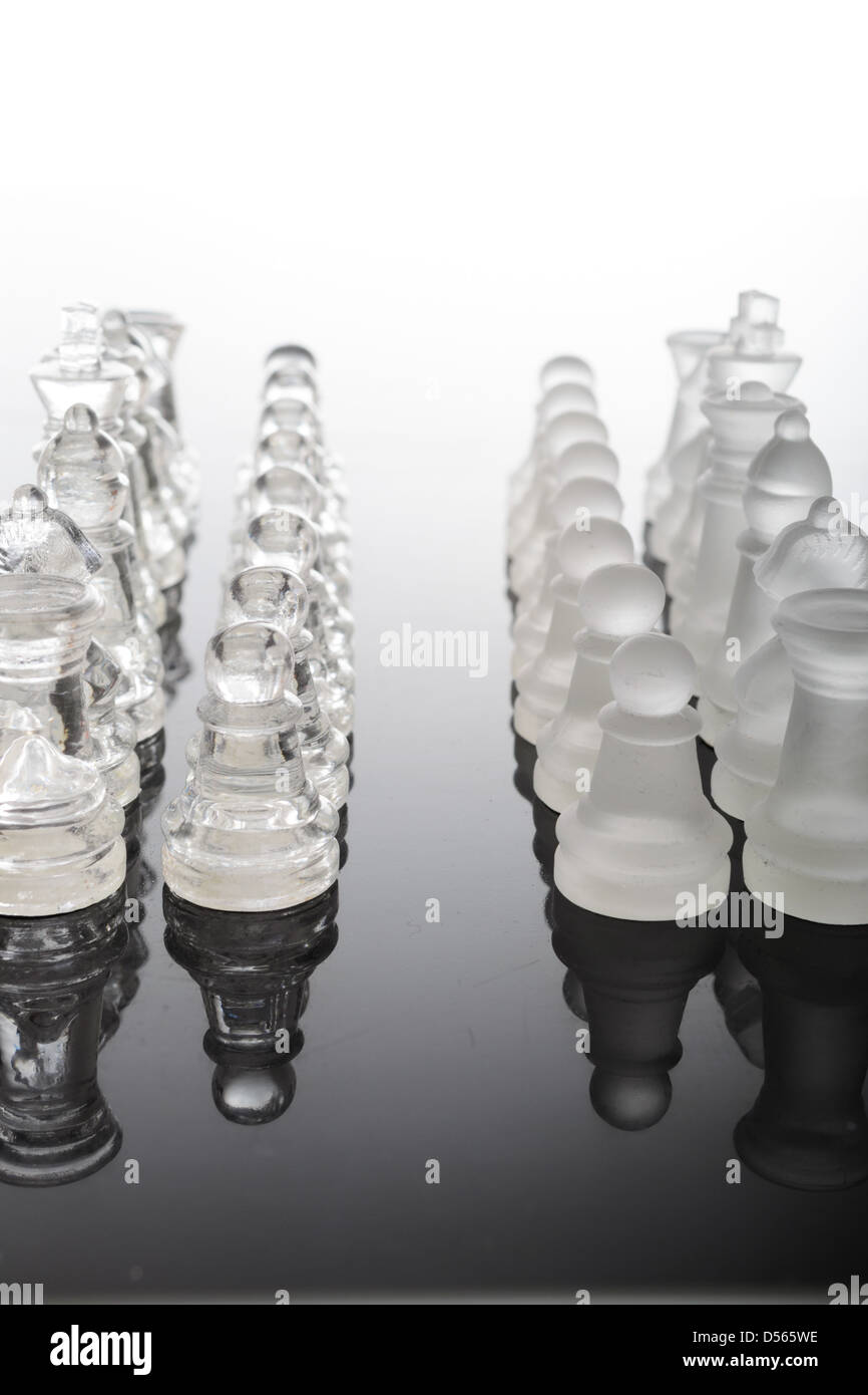 transparent glass chess pieces Stock Photo - Alamy