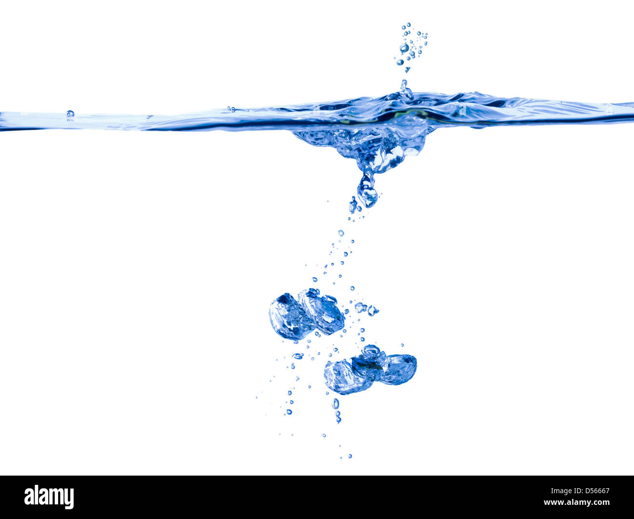 Blue water splash isolated on white background, drops of water, wavy ...