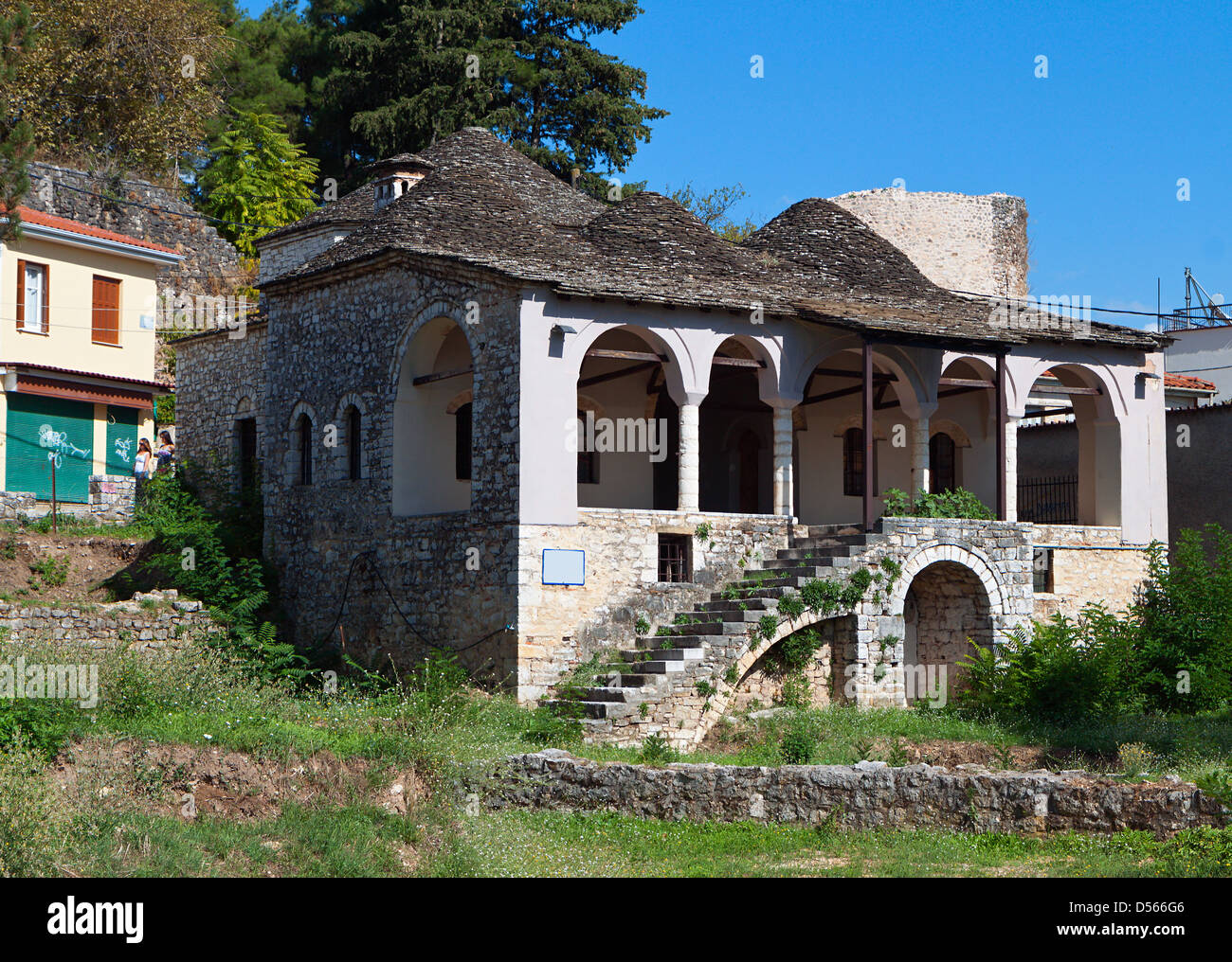 View of Ioannina city in Greece. Building of the old Ottoman library ...