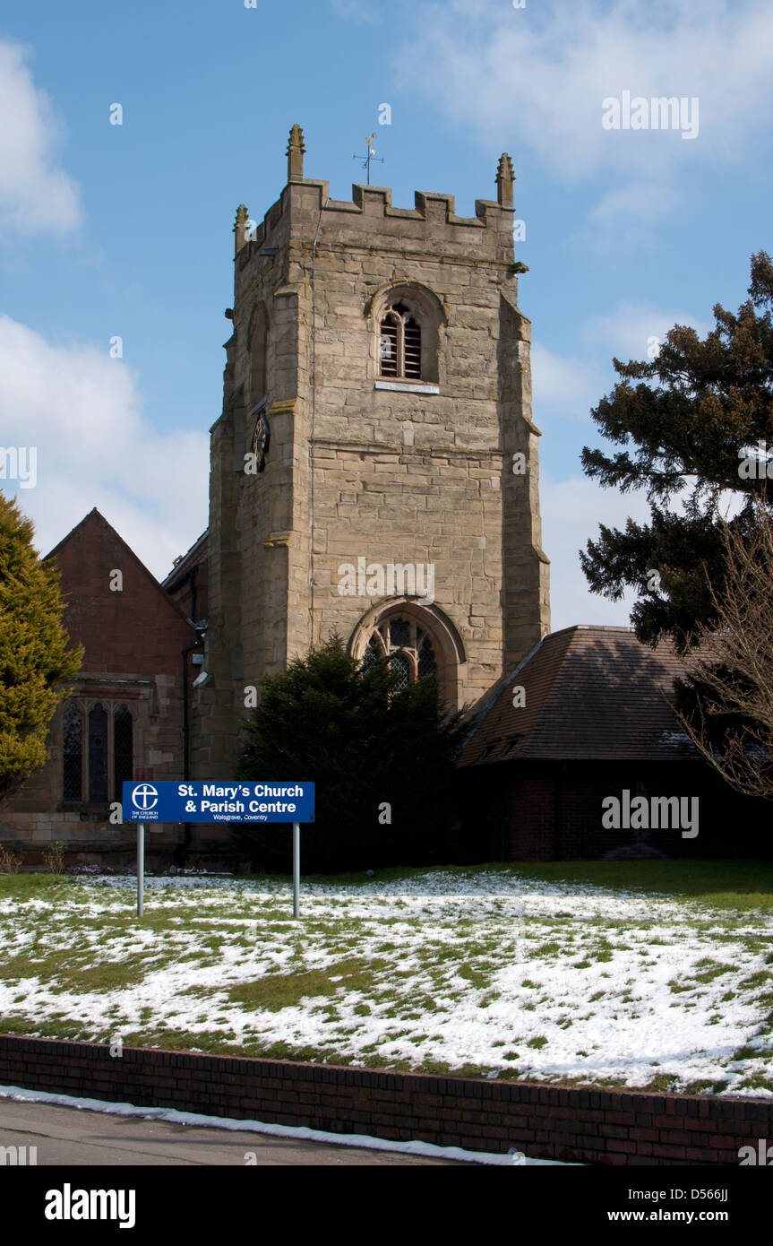 St. Mary`s Church in winter, Walsgrave-on-Sowe, Coventry, UK Stock ...