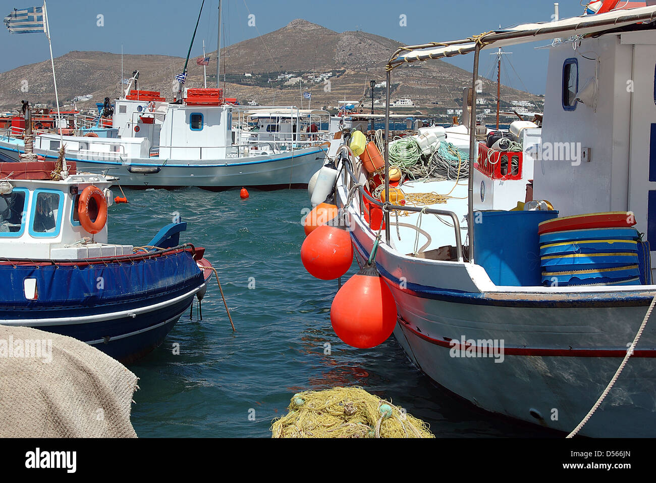 Naoussa Harbour, Paros, Cyclades Islands, Greece Stock Photo - Alamy