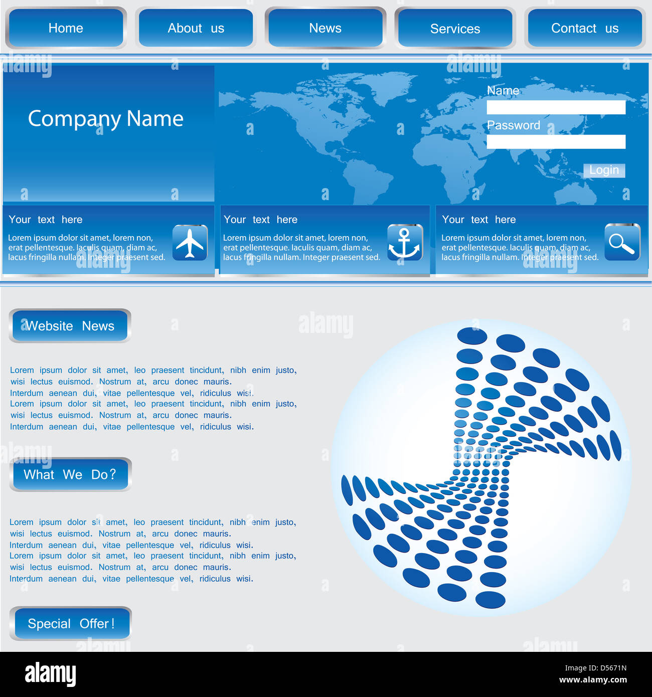 vector web template - blue vector Stock Photo - Alamy