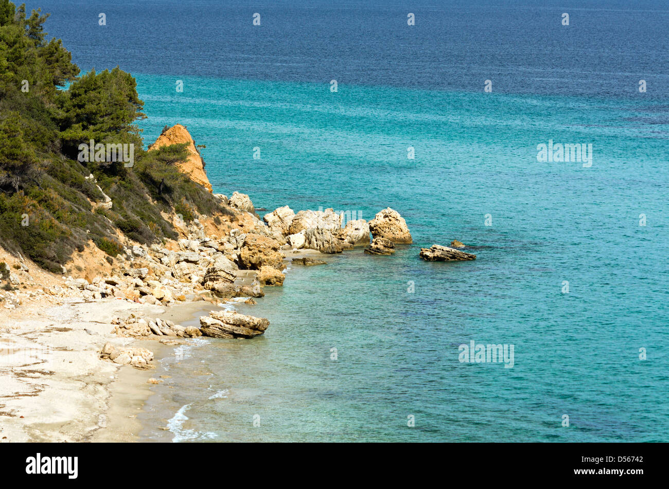 Sunny beach and summer resort at Kassandra of Halkidiki peninsula in ...