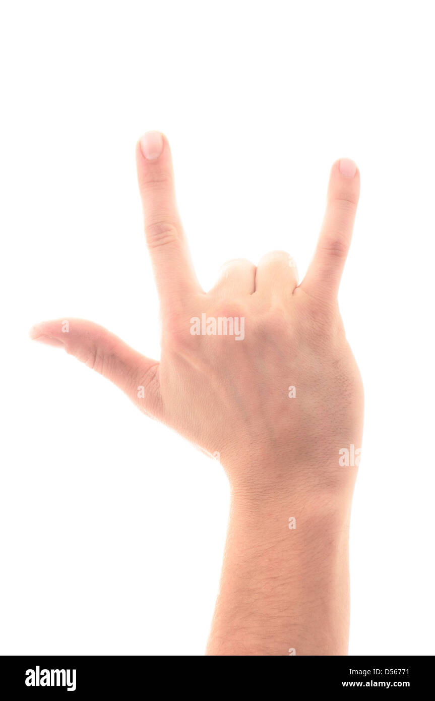 Man hand sign isolated on white background Stock Photo - Alamy