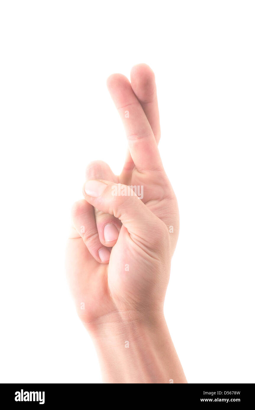Letter 'R' in sign language, on a white background Stock Photo - Alamy
