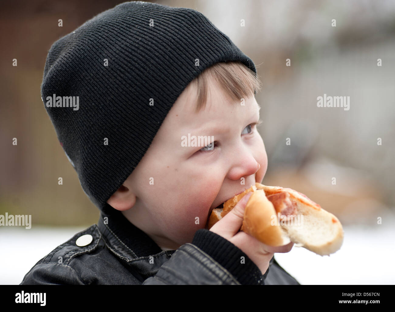 Child eating pork meat hi-res stock photography and images - Alamy
