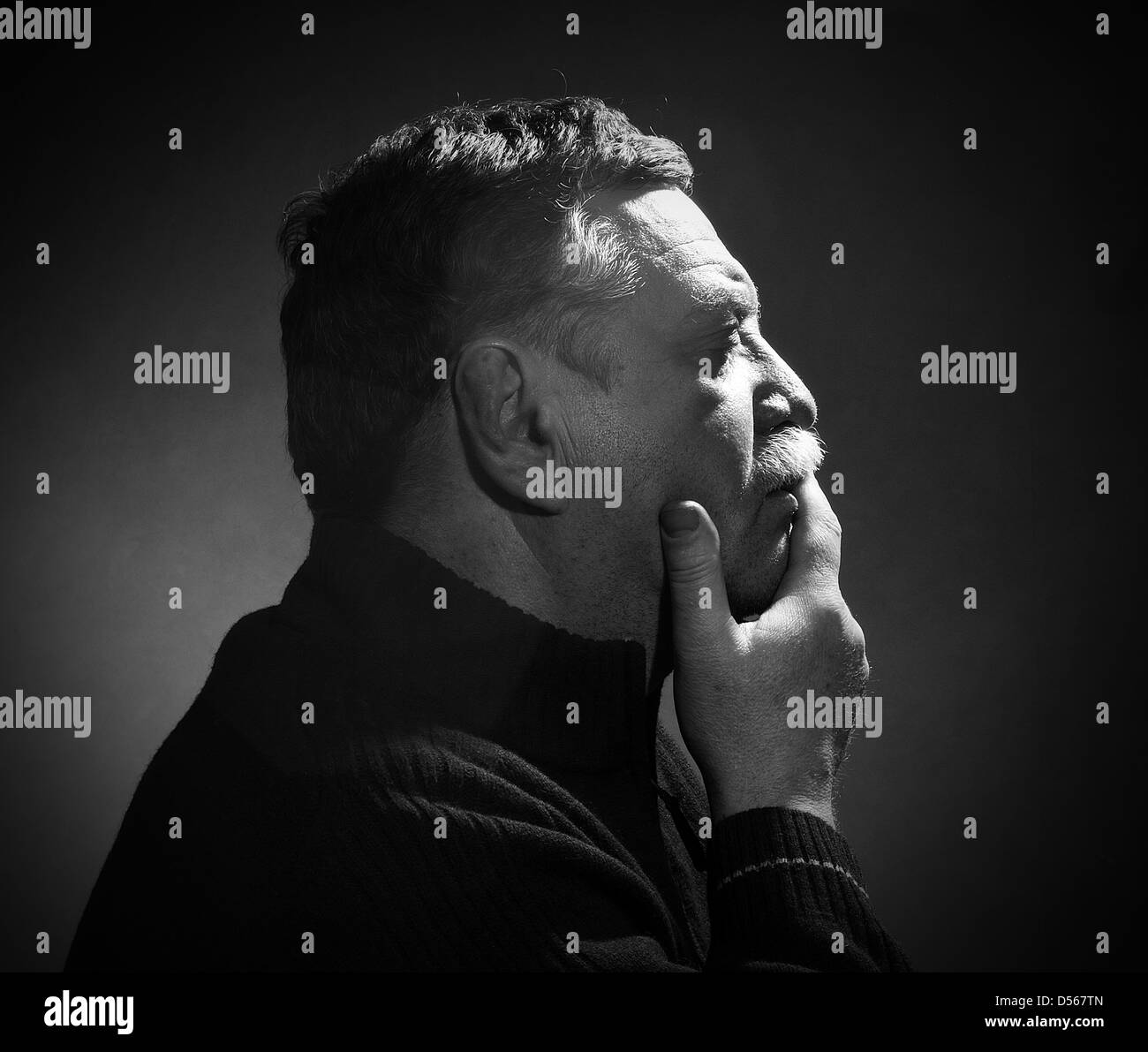 Portrait thinking middle age Black and White Stock Photos & Images - Alamy