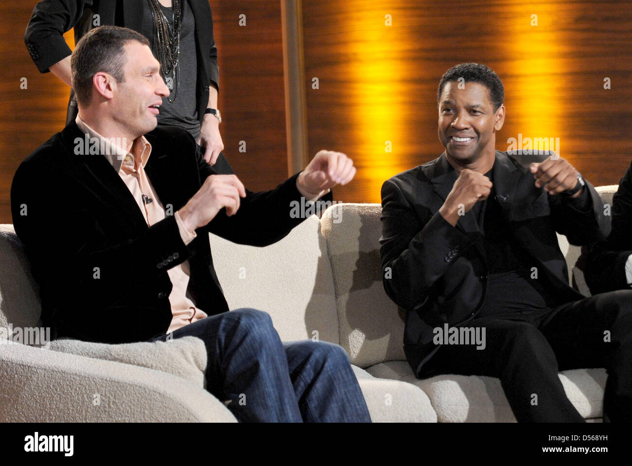 Ukrainian heavyweight boxing champion Vitaly Klitshko (L) and US actor ...